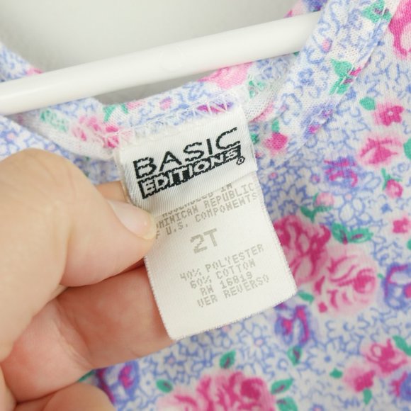 Basic Editions | Shirts & Tops | Vintage Basic Editions Pink Purple And Blue Floral Tank Top 2t ...